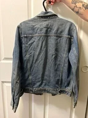 GAP | Jackets & Coats | Gap Light Blue Denim Jacket With Tan Leather ...